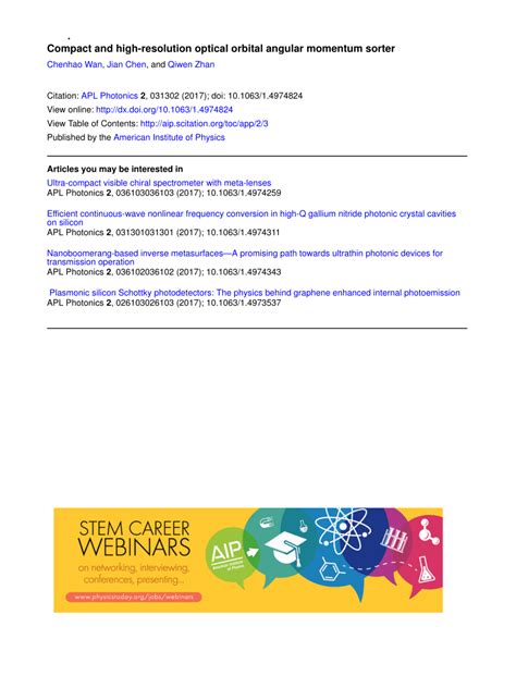 Pdf Compact And High Resolution Optical Orbital Angular Momentum Sorter