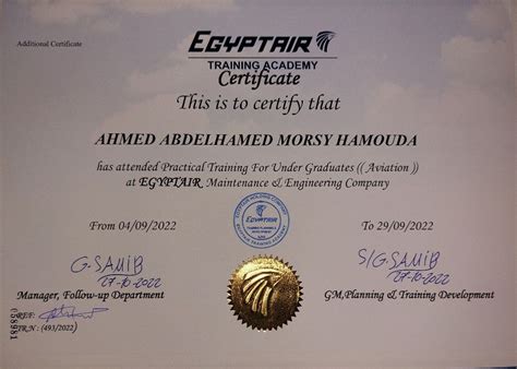 I Am Very Excited By Sharing With You My Completion Of Training In Egyptair Company Through This