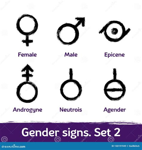 Gender Signs Drawn With Brush Lgbt Icons For Sex Diversity And