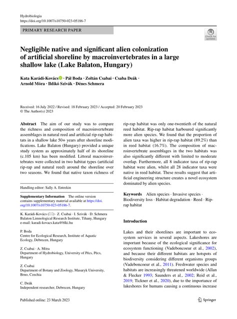 Pdf Negligible Native And Significant Alien Colonization Of Artificial Shoreline By