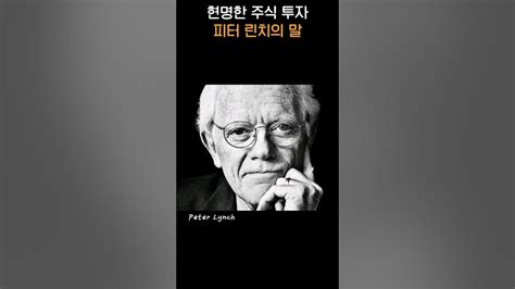 현명한 주식 투자 피터 린치의 말 Youtube