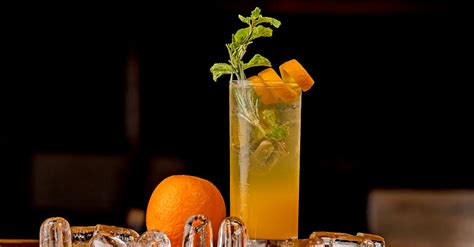 실내 감귤류 감귤류 음료 감기 고명 과일 맛 과즙이 많은 높은 유리 럼 레몬 슬라이스 레몬 음료 무알콜 미식가 민트 가지 민트 잎 민트 칵테일