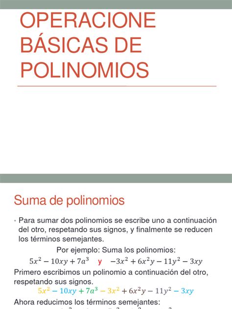 Operacione Básicas Con Polinomios Pdf