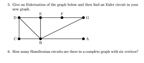 Solved 5 Give An Eulerization Of The Graph Below And Then