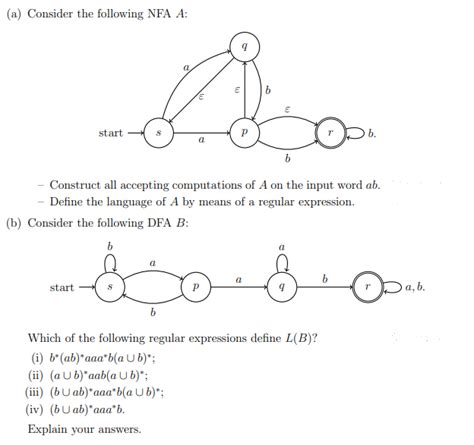 Solved a Consider the following NFA A b start s р a b Chegg