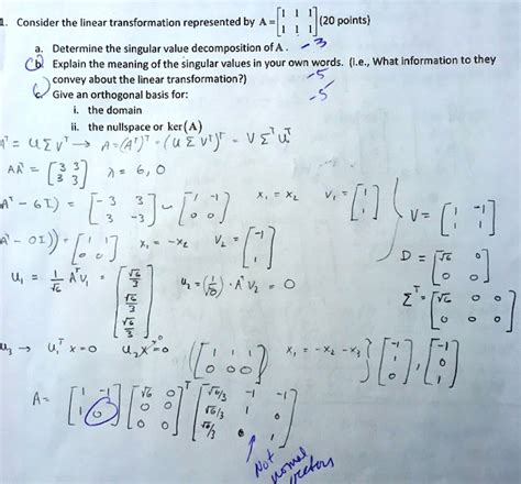 Solved Consider The Linear Transformation Represented By A 20 Points Determine The