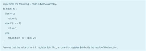 Implement The Following C Code In Mips Assembly Int
