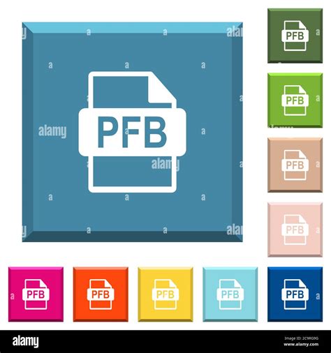 Pfb File Format White Icons On Edged Square Buttons In Various Trendy