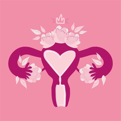 꽃과 여성의 생식 기관 프리미엄 벡터