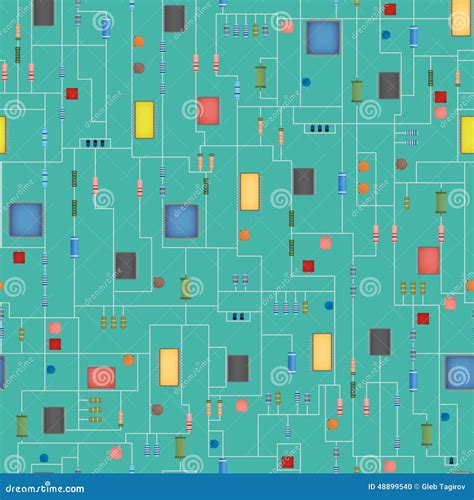 Seamless Microchip Background Stock Vector Illustration Of Line