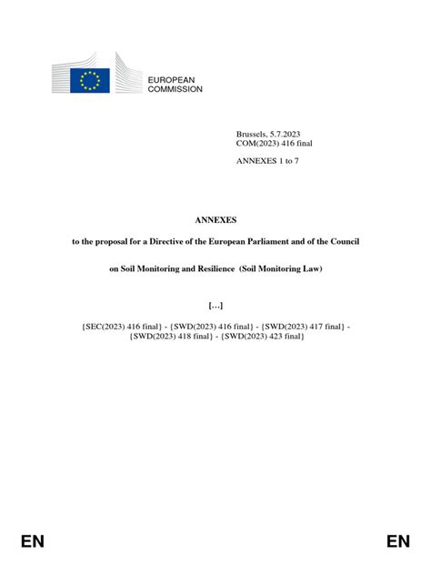Annexes To The Proposal For A Directive Of The European Parliament And Of The Council Com
