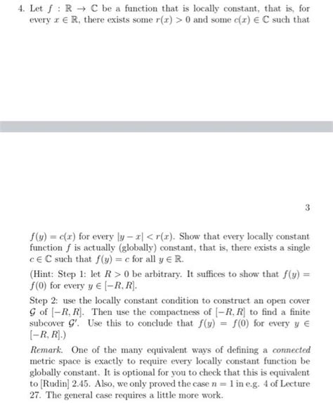 Solved 4 Let Fr→c Be A Function That Is Locally Constant