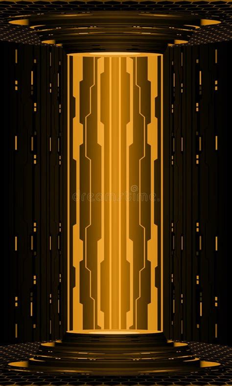 Technology Futuristic Yellow Light Cyber Stage Power Computer Data