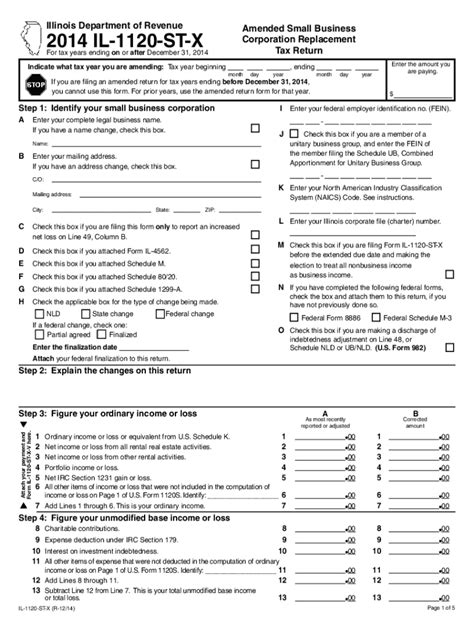 Fillable Online Amended Small Business Corporation Replacement Tax
