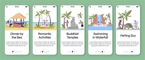 Mobile App Template For Indonesia Tourism With Flat Character Walkthrough Vector Indonesian