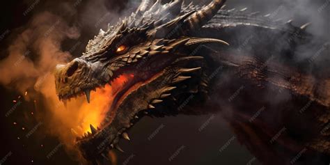 Dragon Breathing Fire A Symbol Of Power And Fantasy Mythology Concept
