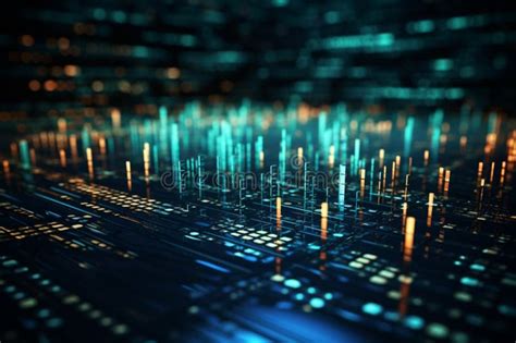 Binary Code Waves Depict Data Flow Digital Security In Internet Technology Stock Illustration