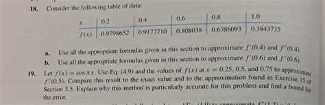 solved 18 consider the following table of data a use all