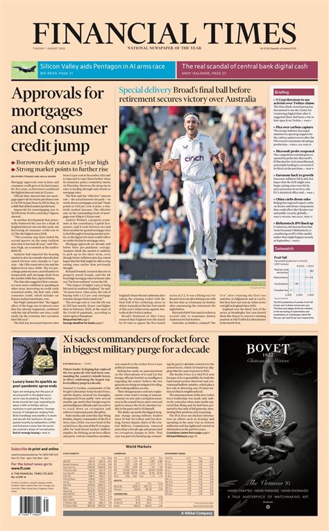 Financial Times Front Page 1st Of August 2023 Tomorrows Papers Today