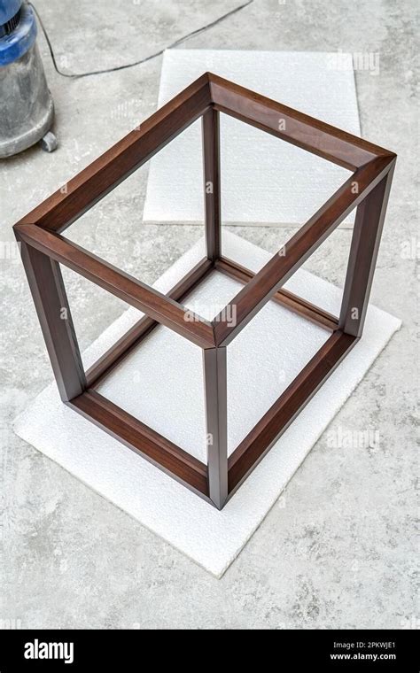 Wooden Frame Of Bedside Table Made Of Solid Walnut In Workshop Joinery
