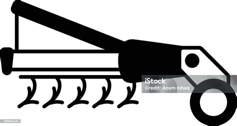 건식 필드 트랙터 패디 벡터 아이콘 디자인 농업 기계 기호 산업 농업 차량 표지판 농업 장비 스톡 일러스트 회전 경작기 기계