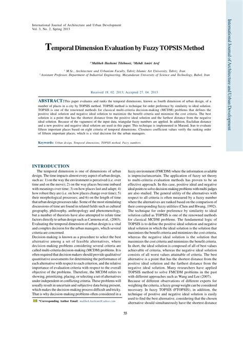 Pdf Temporal Dimension Evaluation By Fuzzy Topsis Method
