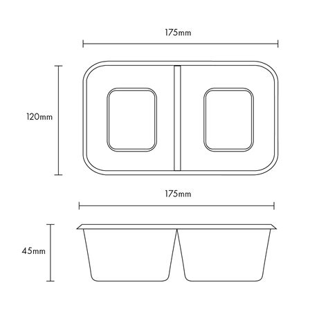650ml Two Compartment Rectangle Pp Container Tub Sk Series Eco
