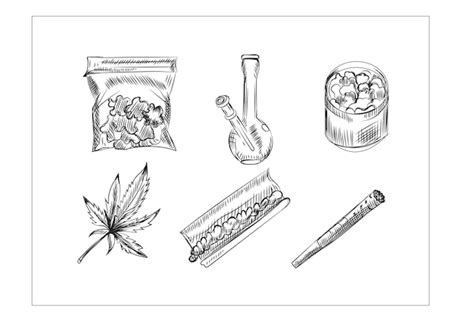 Premium Vector Hand Draw Sketch Set Of Weed Vector Illustration