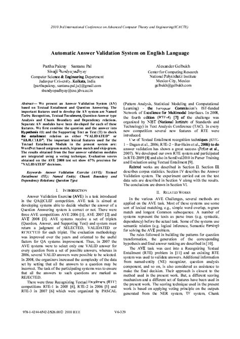 pdf automatic answer validation system on english language