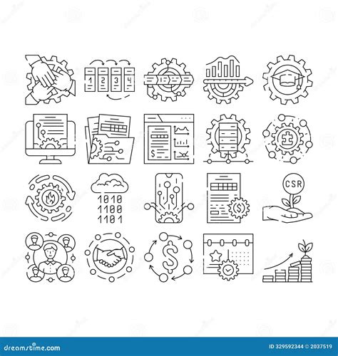 Business Process Technology Chart Icons Set Vector Stock Illustration Illustration Of