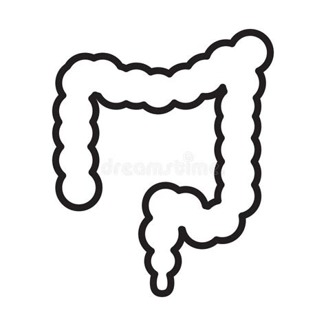 Large Intestine Icon Black Line Art Vector Logo Stock Vector