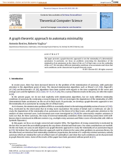 Pdf A Graph Theoretic Approach To Automata Minimality