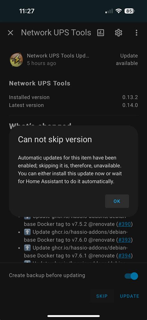 Unable To Skip Updates So They Can Automatically Be Installed Later Frontend Home Assistant