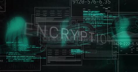 Image Of Encryption Text And Chain Over Data Processing On Dark