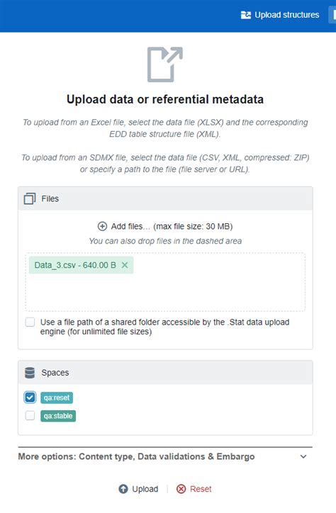 Upload Data Or Referential Metadata From An Sdmx File Stat Suite Documentation