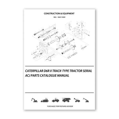 Caterpillar D6r Ii Track Type Tractor Serial Acj Parts Catalogue Manual