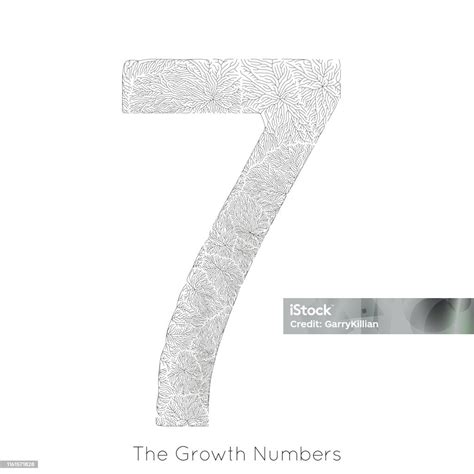 벡터 생성 분기 성장 번호 7 이끼는 정맥 형태 번호 모양과 유기 구조처럼 7으로 혈관의 모노 크롬 생물학적 그물 0명에 대한 스톡 벡터 아트 및 기타 이미지 Istock