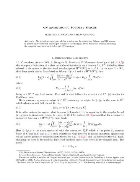 Pdf On Anisotropic Sobolev Spaces