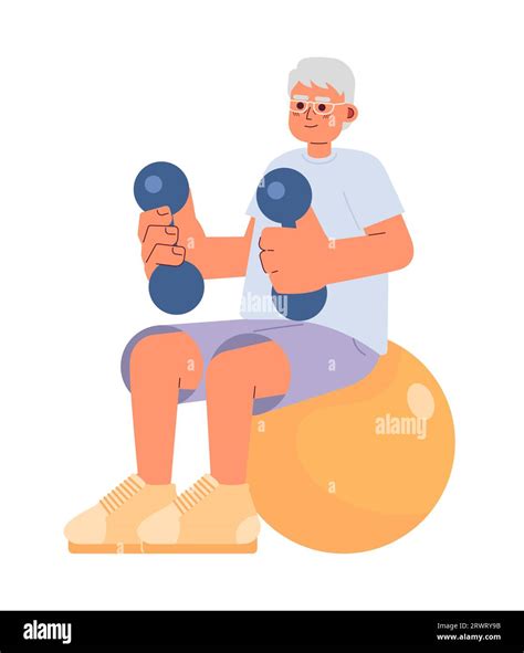 Elderly Exercise At Home Cartoon Flat Illustration Stock Vector Image