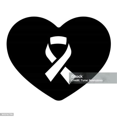 심장과 테이프 솔리드 아이콘 세계 암의 날 개념 흰색 배경에 암 리본과 하트 사인 유방암 인식 아이콘 벡터 그래픽 리본상에 대한 스톡 벡터 아트 및 기타 이미지 Istock