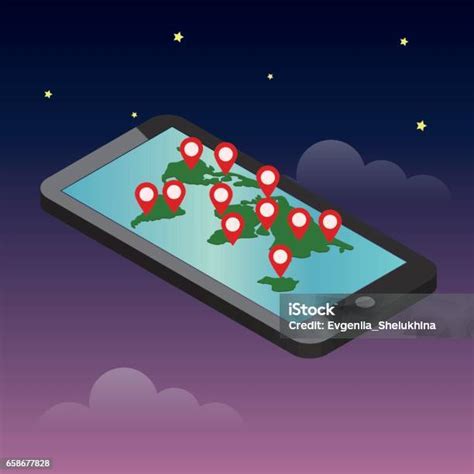휴대 전화의 지리적 위치입니다 스마트폰 Gps 네비게이터 3차원 형태에 대한 스톡 벡터 아트 및 기타 이미지 3차원 형태 가상현실 개념 Istock