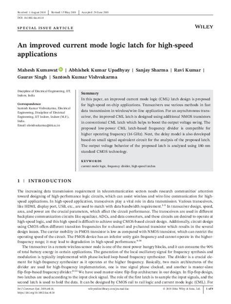 Pdf An Improved Current Mode Logic Latch For High Speed Applications