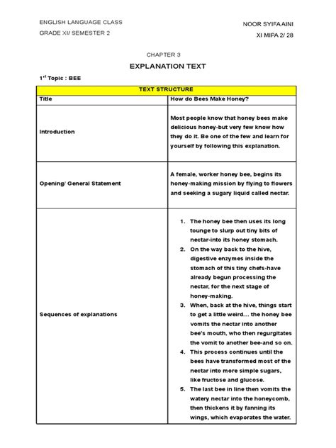 explanation text english language class grade xi semester 2