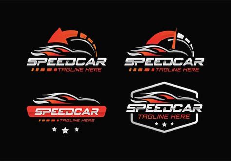 자동차 속도 자동차 로고 디자인 컨셉의 집합 프리미엄 벡터