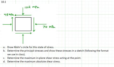 Solved 10 1 102 Mpa 48 MPaL 70 MPa A Draw Mohr S Circle For Chegg Com