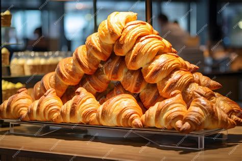 Premium Ai Image Delicious Croissant Display