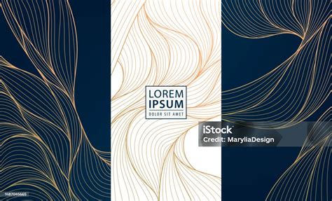 벡터 디자인 요소 라벨 프레임 청첩장 소셜 넷 스토리 포장 고급 제품 향수 비누 와인 세트 황금색 배경 물결 모양 흐름 바다 패턴 선 곡선에 대한 스톡 벡터 아트 및 기타