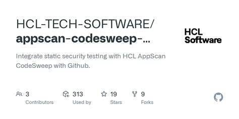 Github Hcl Tech Softwareappscan Codesweep Action Integrate Static Security Testing With Hcl