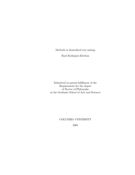 Pdf Methods In Biomedical Text Mining