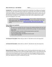 Soils Lab AC May 2021 Docx BIOL 120 Online Lab SOIL TESTING Name Introduction The Purpose